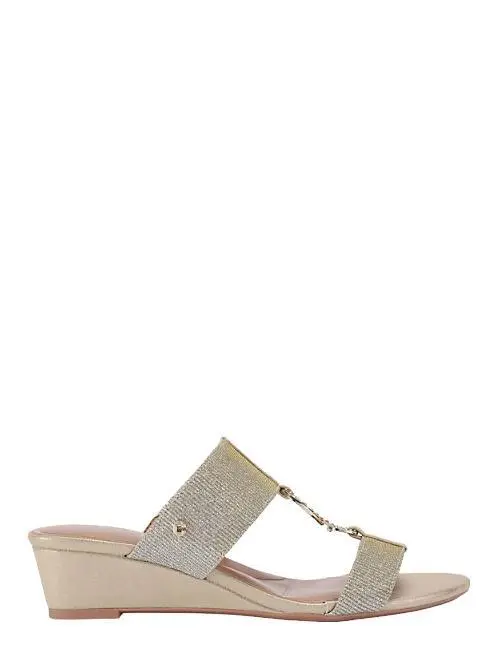 Carvela Arletta Mid Wedge Woven Heels - Gold