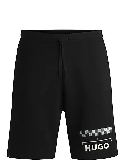 Hugo Boss Branded-print Cotton-jersey Shorts - Black