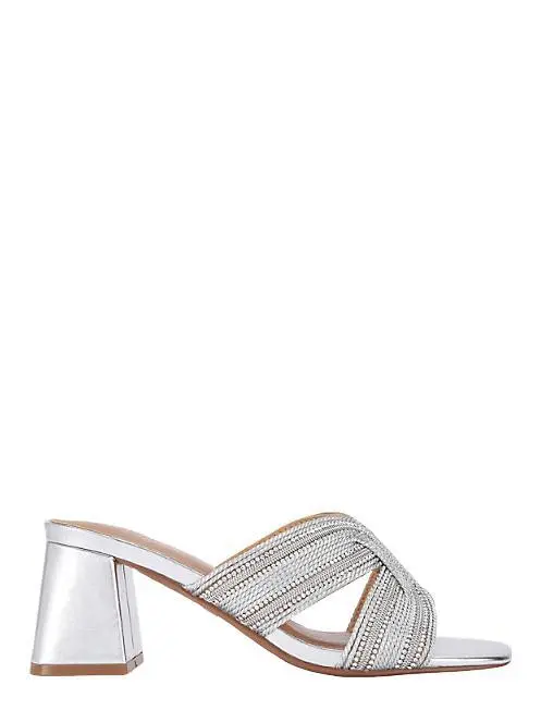 Kurt Geiger Pose Crystal And Pearl-embellished Heeled Mules - Silver