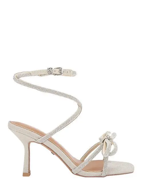 Kurt Geiger Avery Crystal-embellished Woven Heeled Sandals - Silver