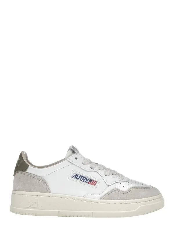 AUTRY Medalist Leather Low Top Sneakers - White/covert Green