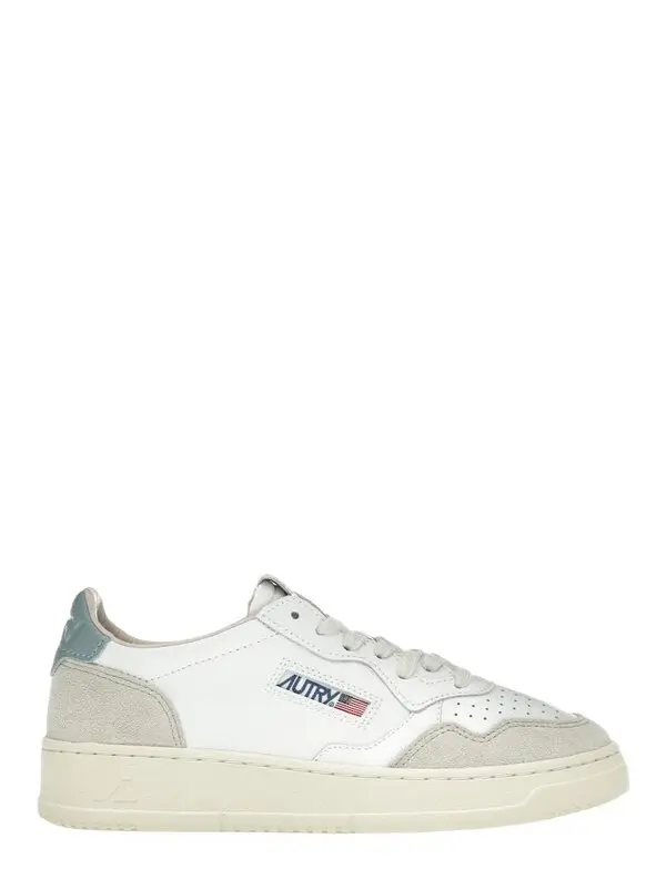 AUTRY Medalist Leather Low Top Sneakers - White/silver Blue
