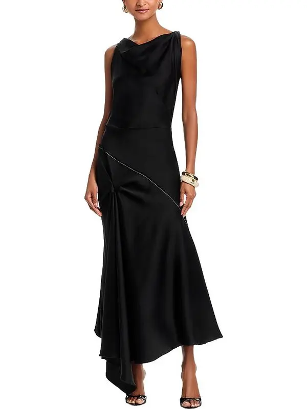 Victoria Beckham Asymmetrical Draped Midi Dress - Black