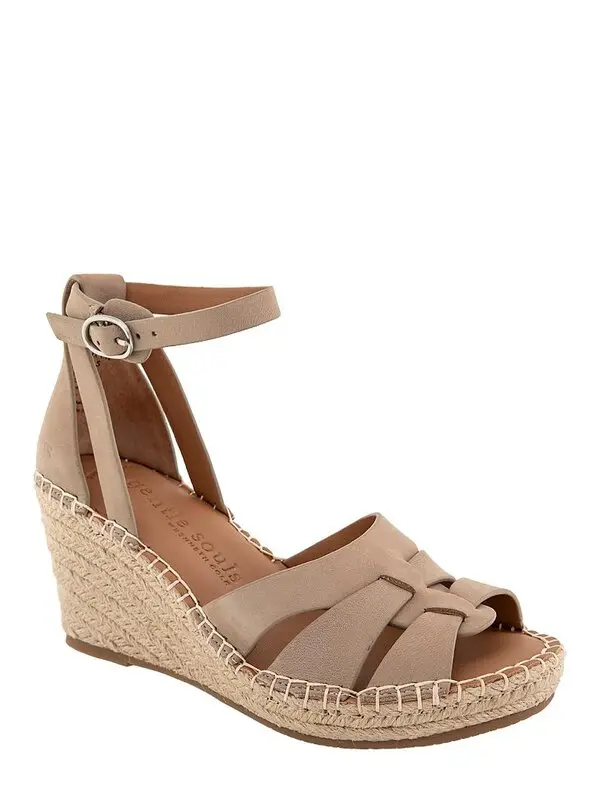 KENNETH COLE Coolie Espadrille Wedge Sandals - Mushroom Nubuck