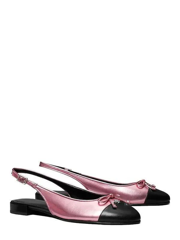 Tory Burch Capped Toe Slingback Flats - Pink Etoile