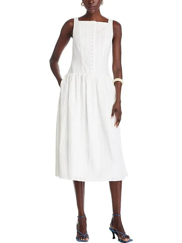 WAYF Eve Eyelet Midi Dress - Ivory