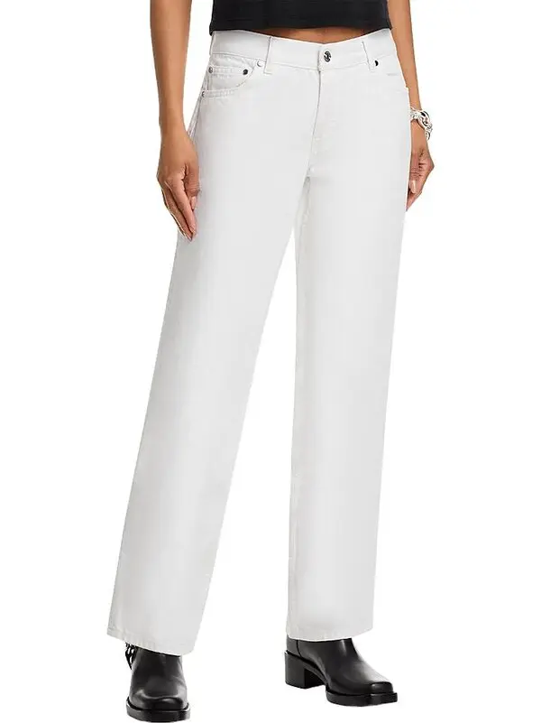 EB DENIM Low Rise Straight Leg Jeans - White
