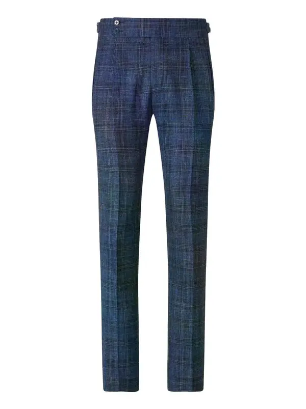 Scabal Wool Check Trousers - Blue