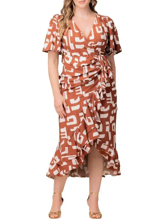 KIYONNA Alexandra Floral Print Maxi Dress - Chocolate Abstraction