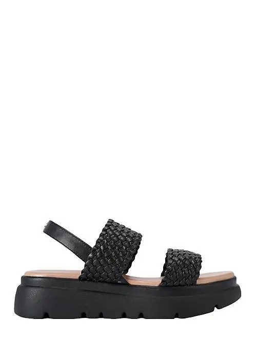 Carvela Krypton Metallic Woven-strap Leather Sandals - Black