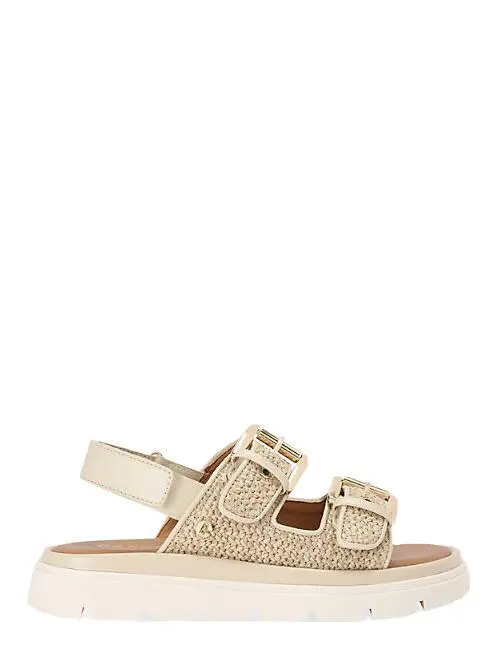 Carvela Pavilion T-bar Woven Sandals - Beige Comb