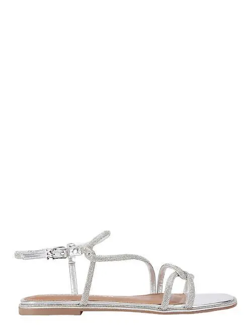 Kurt Geiger Priya Crystal-embellished Woven Flat Sandals - Silver