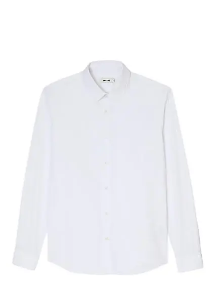 Sandro Classic Long-sleeve Cotton-blend Shirt - White