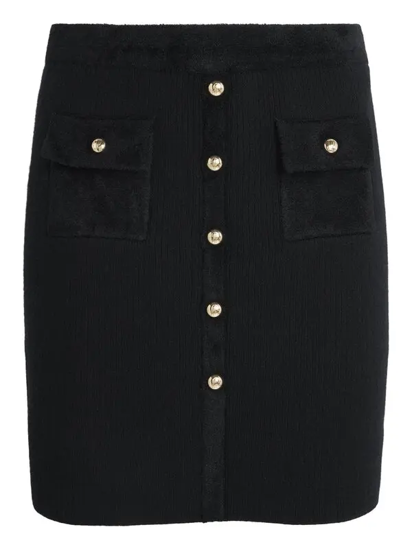 Claudie Pierlot Knitted Mini Skirt With Button Detail - Black