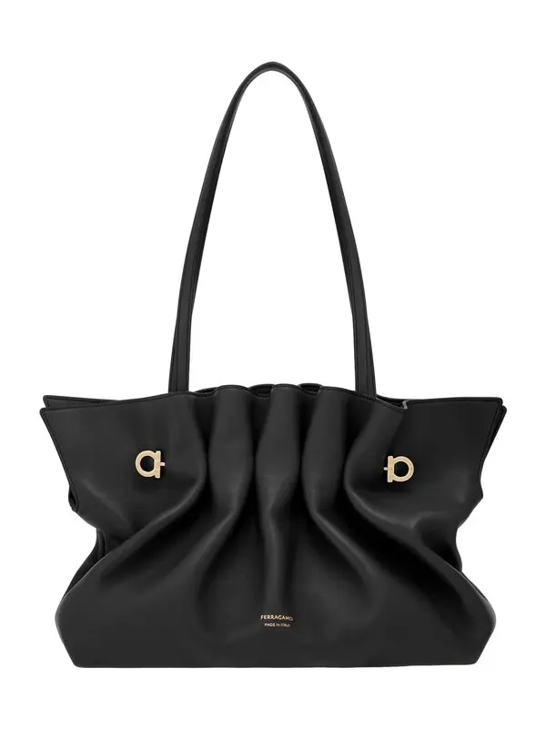 FERRAGAMO Nappa Leather Shoulder Bag - Black