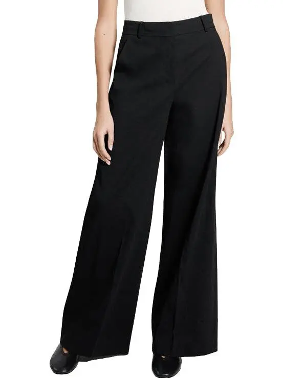 Theory Linen Blend Wide Leg Pants - Black