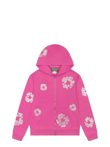DENIM TEARS Cashmere Swarovski Cotton Wreath Zip Hoodie - Pink