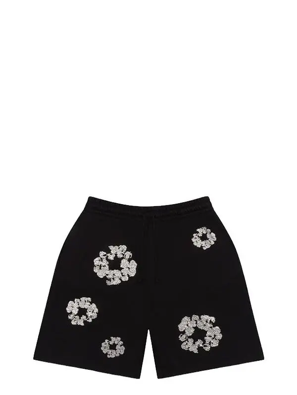 DENIM TEARS Cashmere Swarovski Cotton Wreath Shorts - Black
