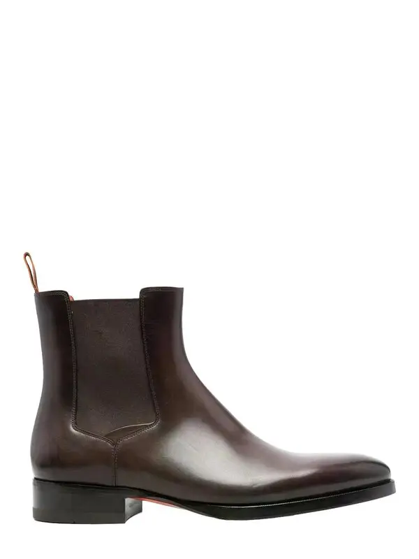Santoni Leather Chelsea Boots - Brown