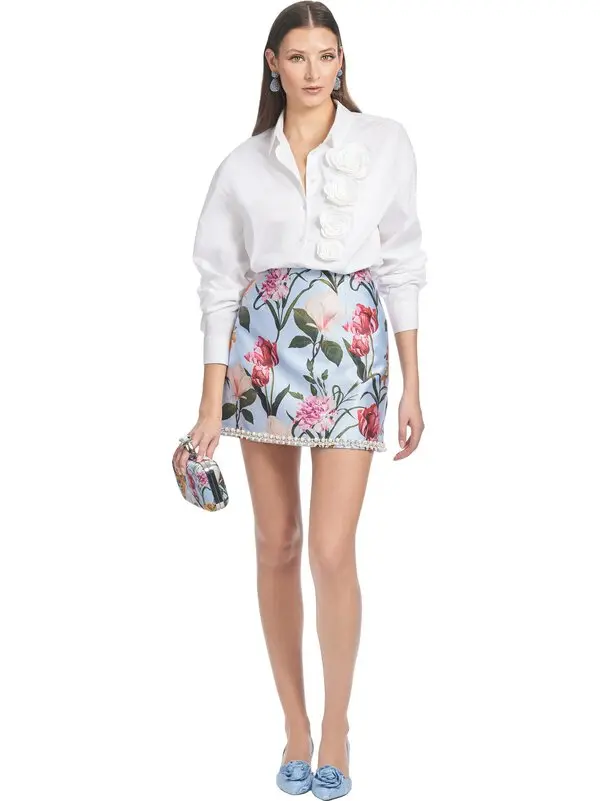 Sachin & Babi Piper Floral Mini Skirt - Glacial Blue Blossoms