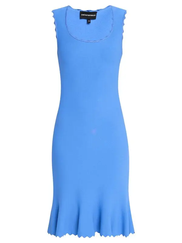 Emporio Armani Sleeveless Scalloped Dress - Cornflower