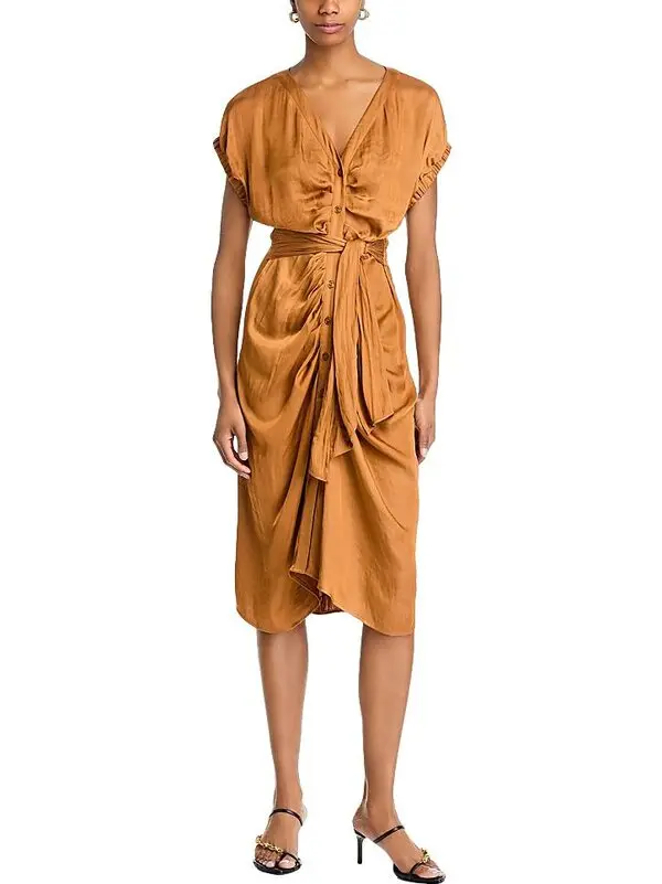 Steve Madden Bruno Tie Waist Dress - Caramel Cafe