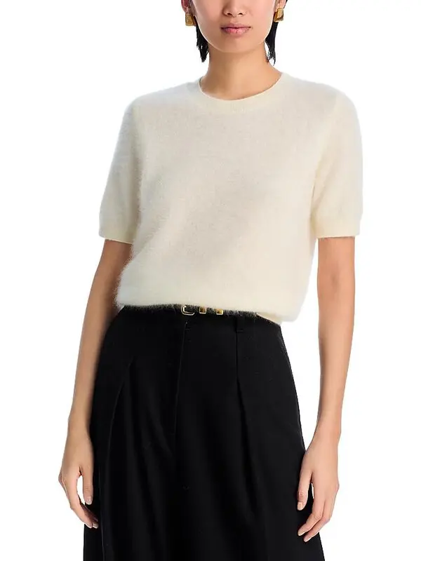 Bloomingdale'S Short Sleeve Cashmere Sweater - Ivory