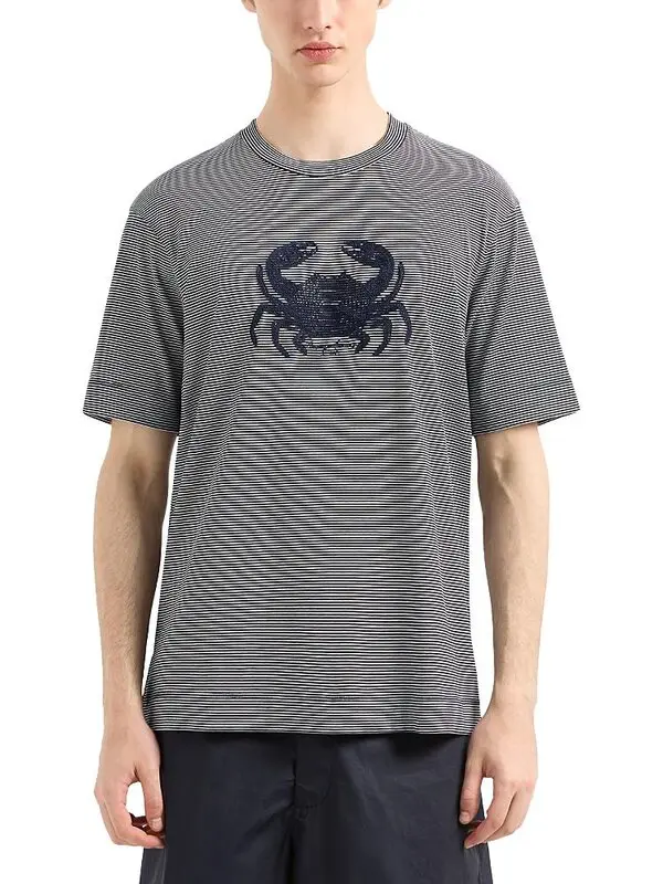 Emporio Armani Embroidered Crab Tee - Navy/white