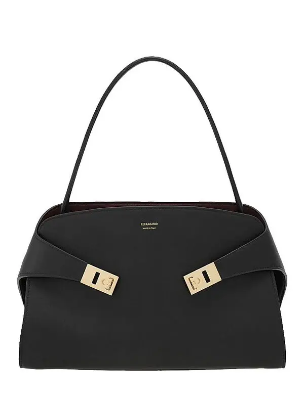 FERRAGAMO Hug Leather Handbag - Nero