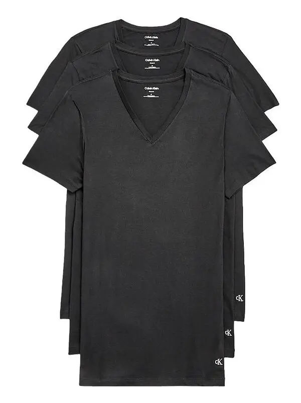 Calvin Klein Cotton Classics V Neck Tees, Pack Of 3 - Black