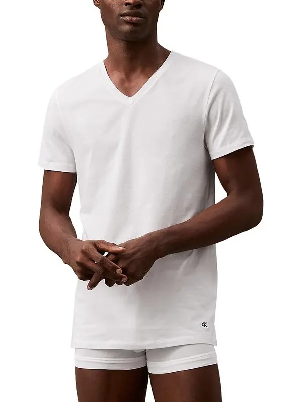 Calvin Klein Cotton Classics V Neck Tees, Pack Of 3 - White