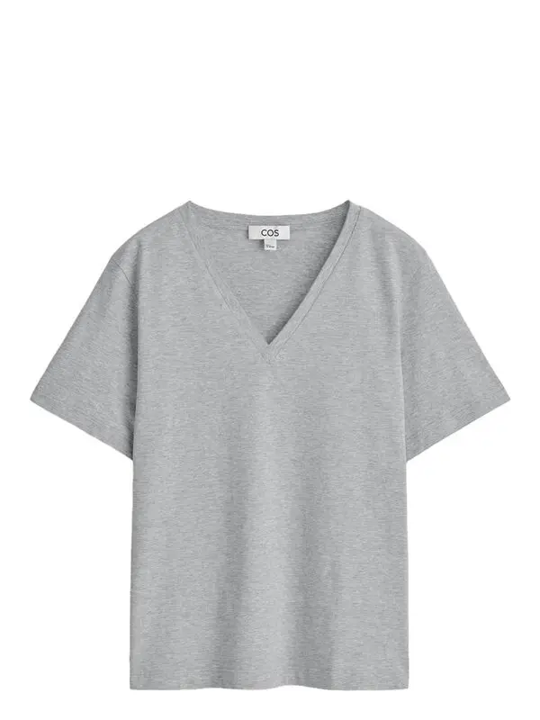 Cos V-neck Cotton T-shirt - Gray
