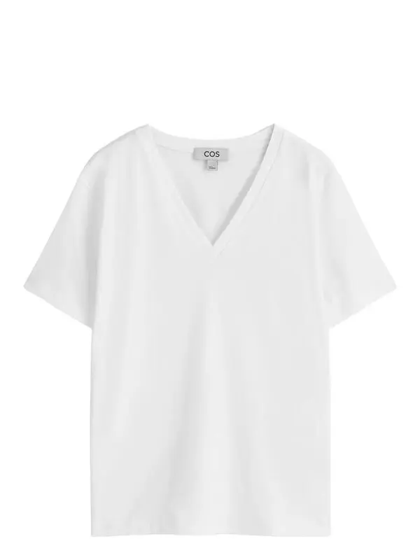 Cos V-neck Cotton T-shirt - White