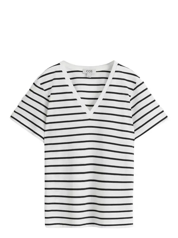 Cos V-neck Cotton T-shirt - White