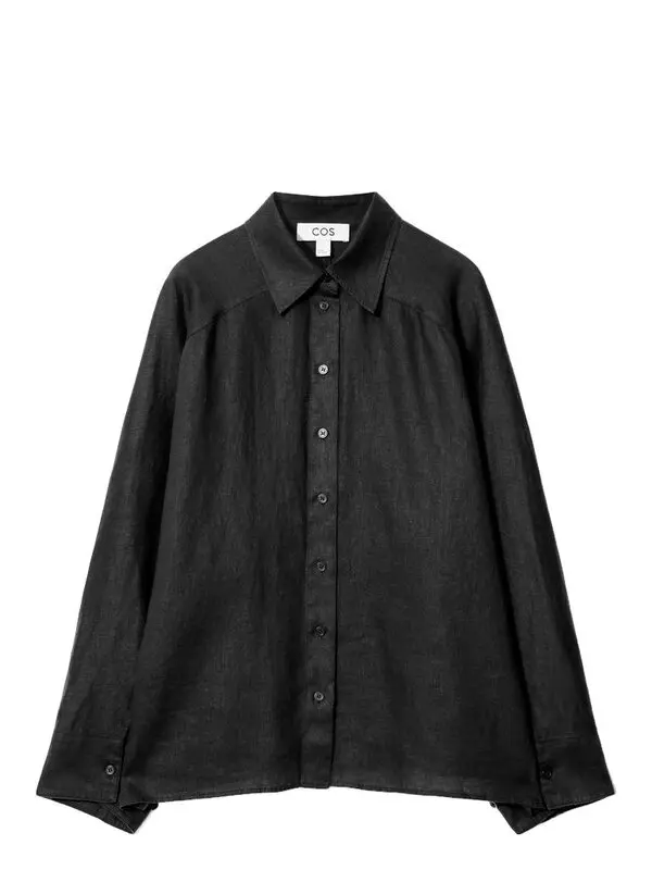 Cos Boxy Linen Shirt - Black