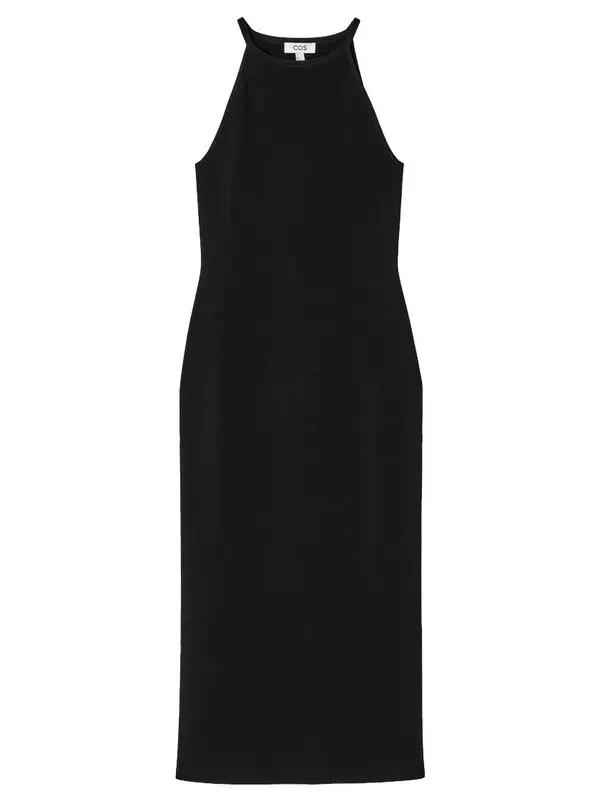 Cos Contoured Knitted Midi Dress - Black