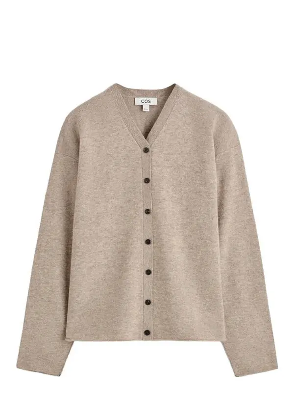 Cos Merino Wool V-neck Cardigan - Beige