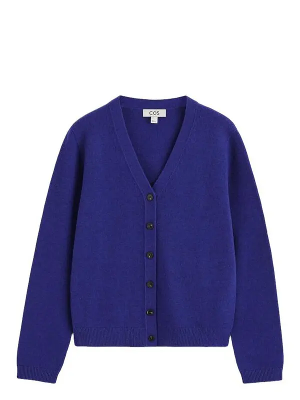 Cos Merino Wool V-neck Cardigan - Blue