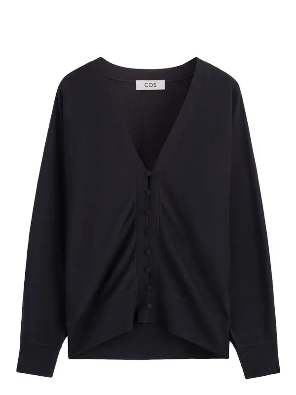 Cos Merino Wool V-neck Cardigan - Blue