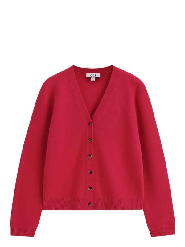 Cos Merino Wool V-neck Cardigan - Red