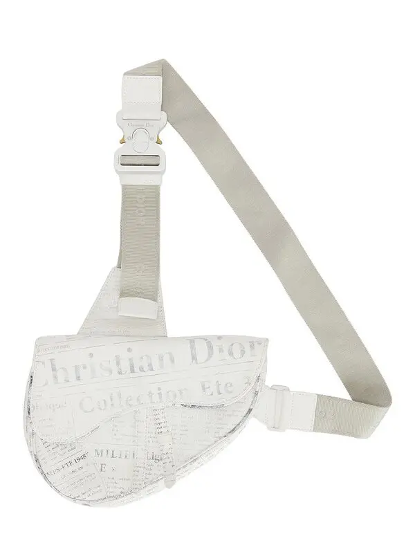 Dior Newspaper Saddle Bag - White