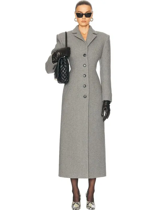 EAVES Yaron Manteco Wool Coat - Light Grey