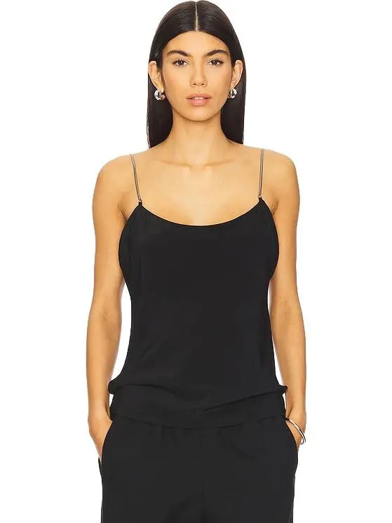 ST. AGNI Fine Chain Silk Cami Top - Black