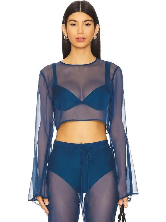 SHANI SHEMER Phoenix Crop Top - Blue Opal