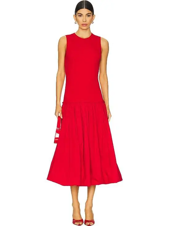 SIMONMILLER Yanez Poplin Combo Dress - Cherry Red