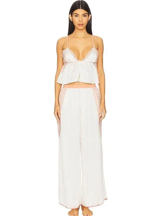 Free People X Intimately Fp Anywhere With You Lounge Set In In Ivory - Jett Stream