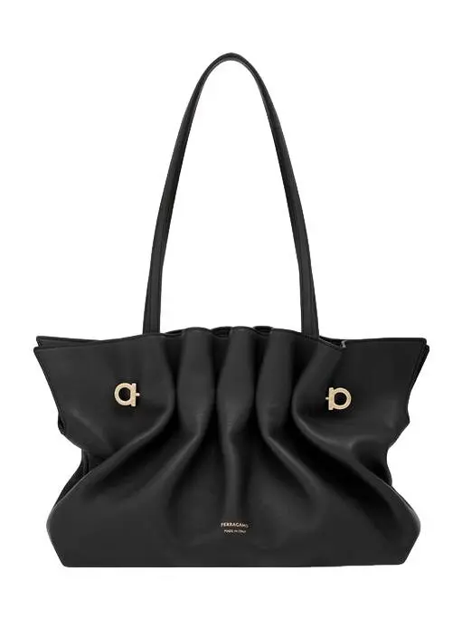 FERRAGAMO Nappa Leather Shoulder Bag - Black