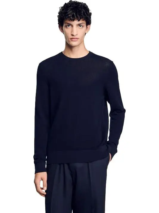 Sandro Textured Knit Sweater - Navy Blue