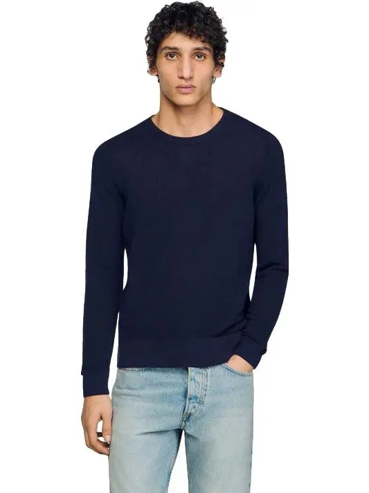 Sandro Textured Knit Sweater - Navy Blue