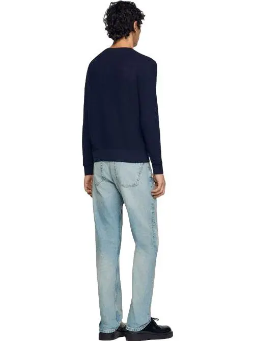 Sandro Textured Knit Sweater - Navy Blue